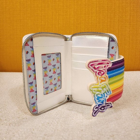 Loungefly | Bags | Loungefly Lisa Frank Rainbow Logo Pearlescent Zip ...